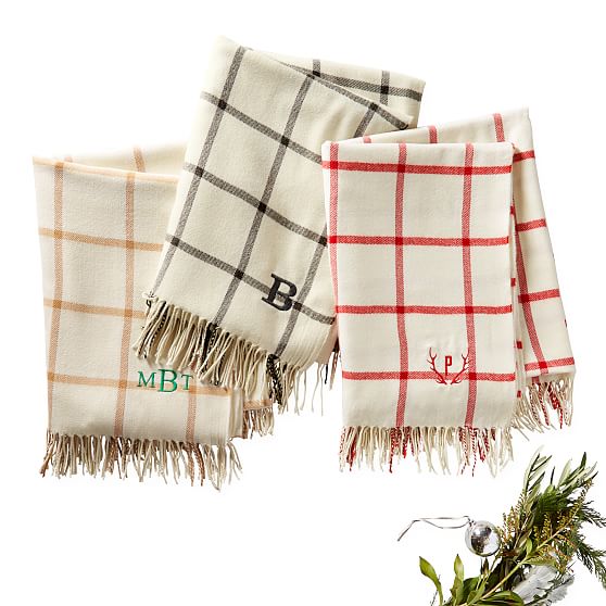 Windowpane Throw Blanket with Fringe | Mark and Graham